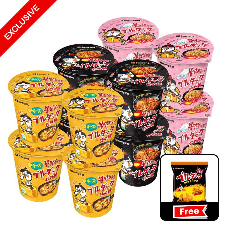 Samyang Noodles Box (12 Cups) + Free Buldak Potato Chips – konbinistop